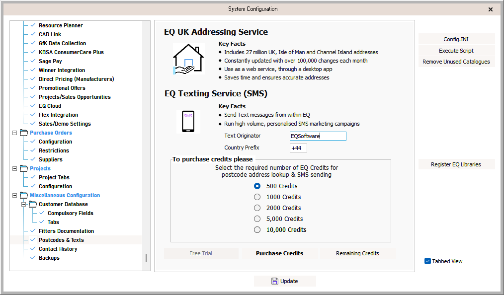 How to check your SMS/text message and postcode credits balance – EQ